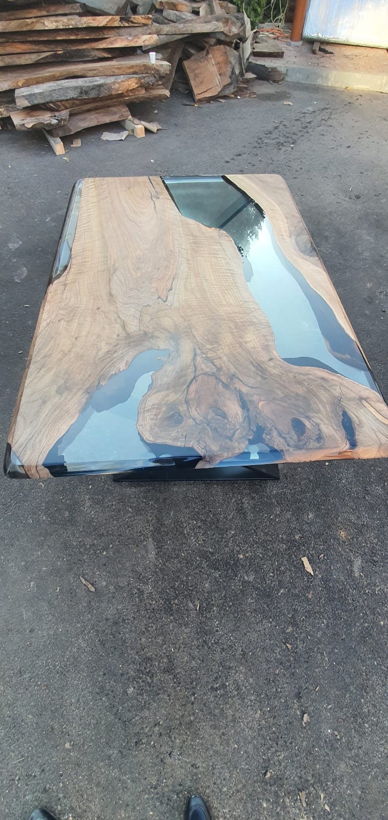 Walnut Dining Table, Custom 60" x 42” Walnut Clear Epoxy Table, River ...