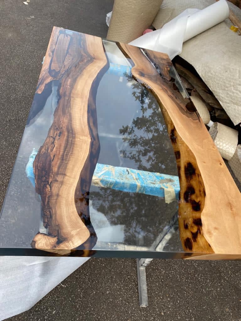 Walnut Dining Table, Epoxy Resin Table, Custom 63” x 34” Walnut Table ...