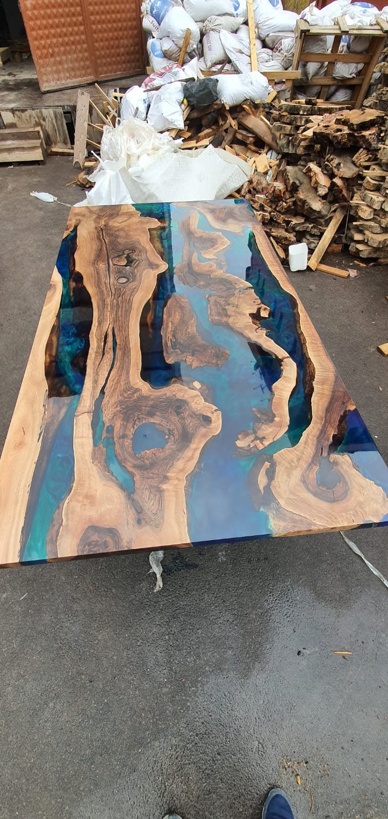 Epoxy Dining Table, Walnut Dining Table, Custom 88” x 48” Walnut Blue ...