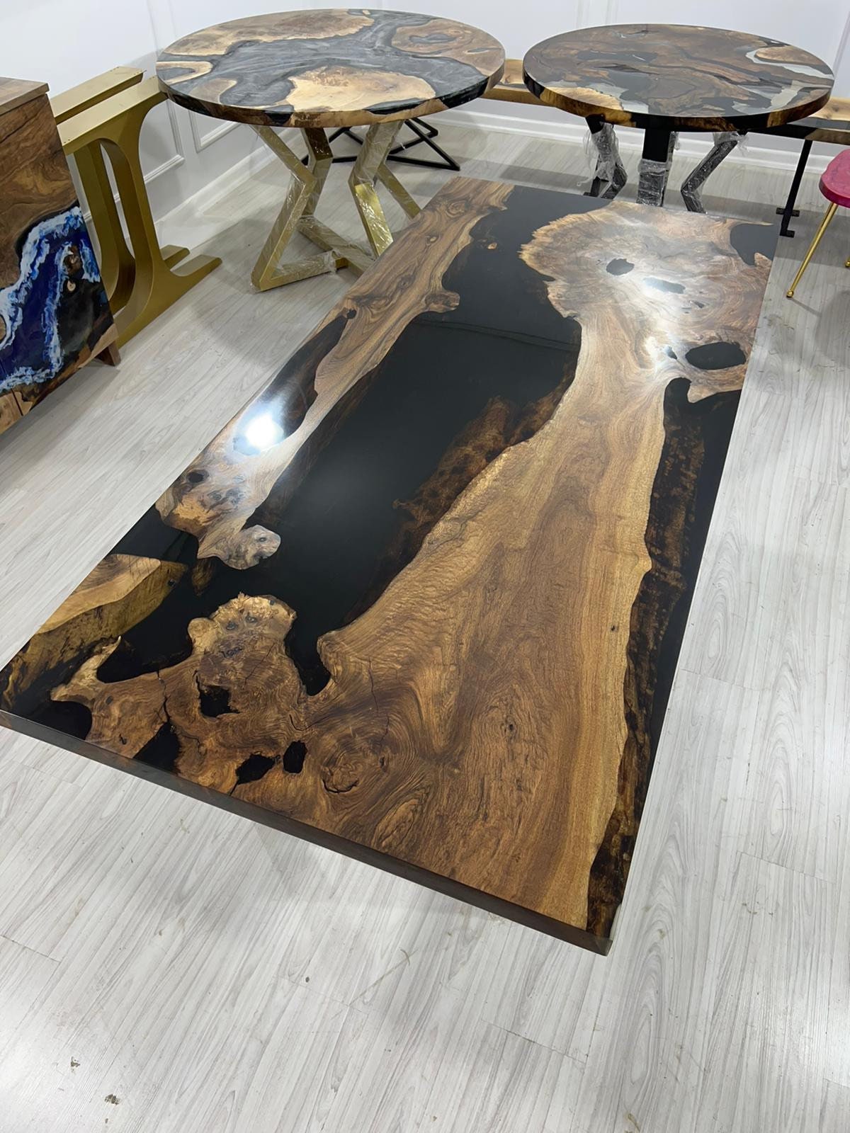 Walnut Dining Table, Epoxy Table, Epoxy Dining Table, Walnut Epoxy Riv ...