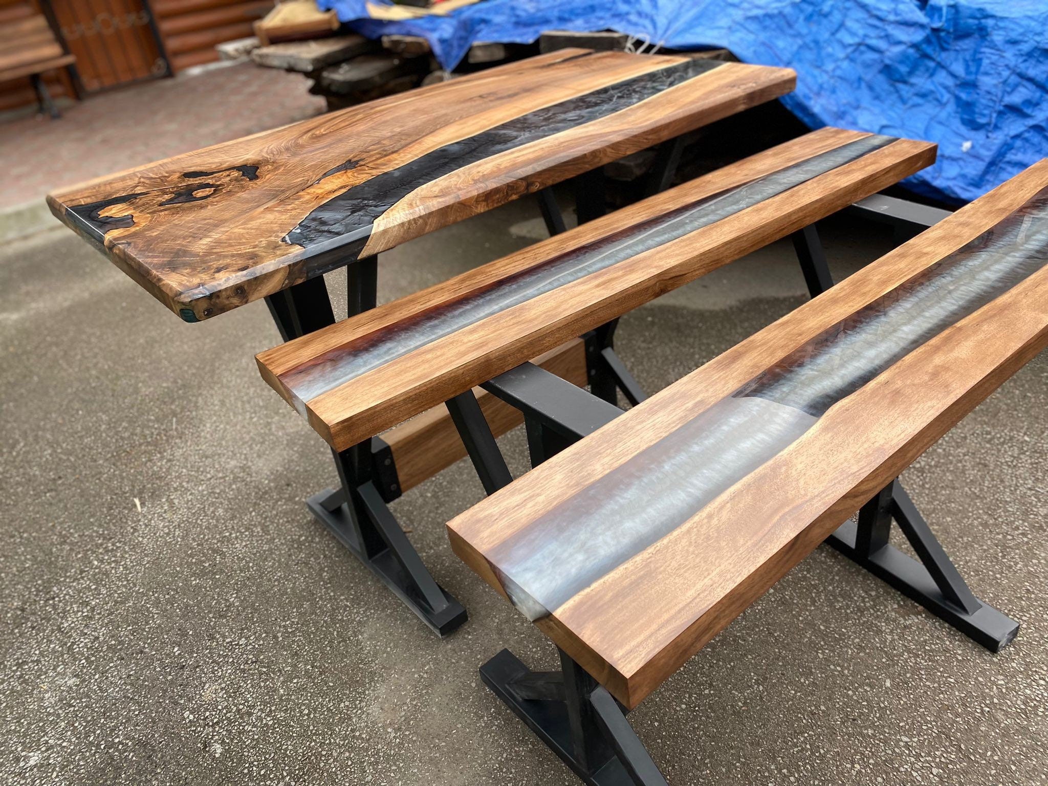 Epoxy Resin Table, Live Edge Table, River Table, Custom 60” x 32” Waln ...