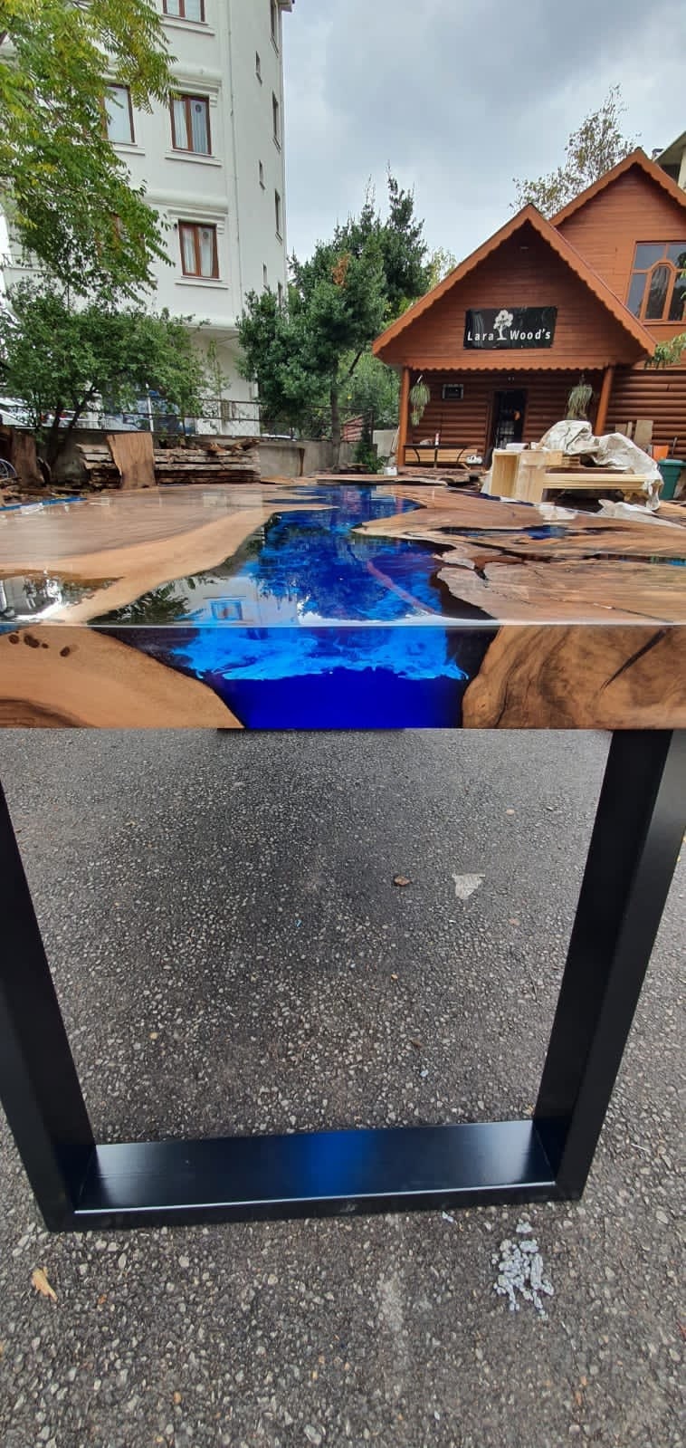 Blue Epoxy Dining Table, Epoxy Resin Table, Custom 72” x 36” Walnut Ep ...