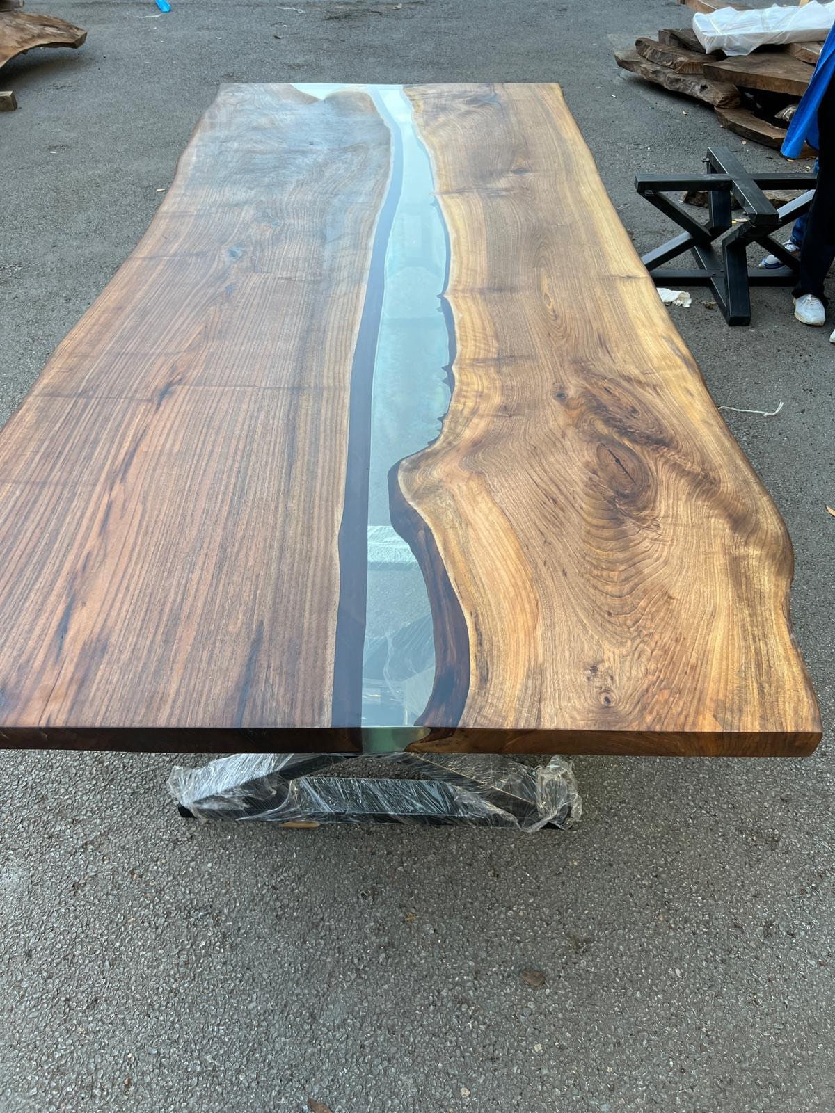 READY TO SHIP Epoxy Table, Epoxy Dining Table, Walnut Epoxy River Tabl ...